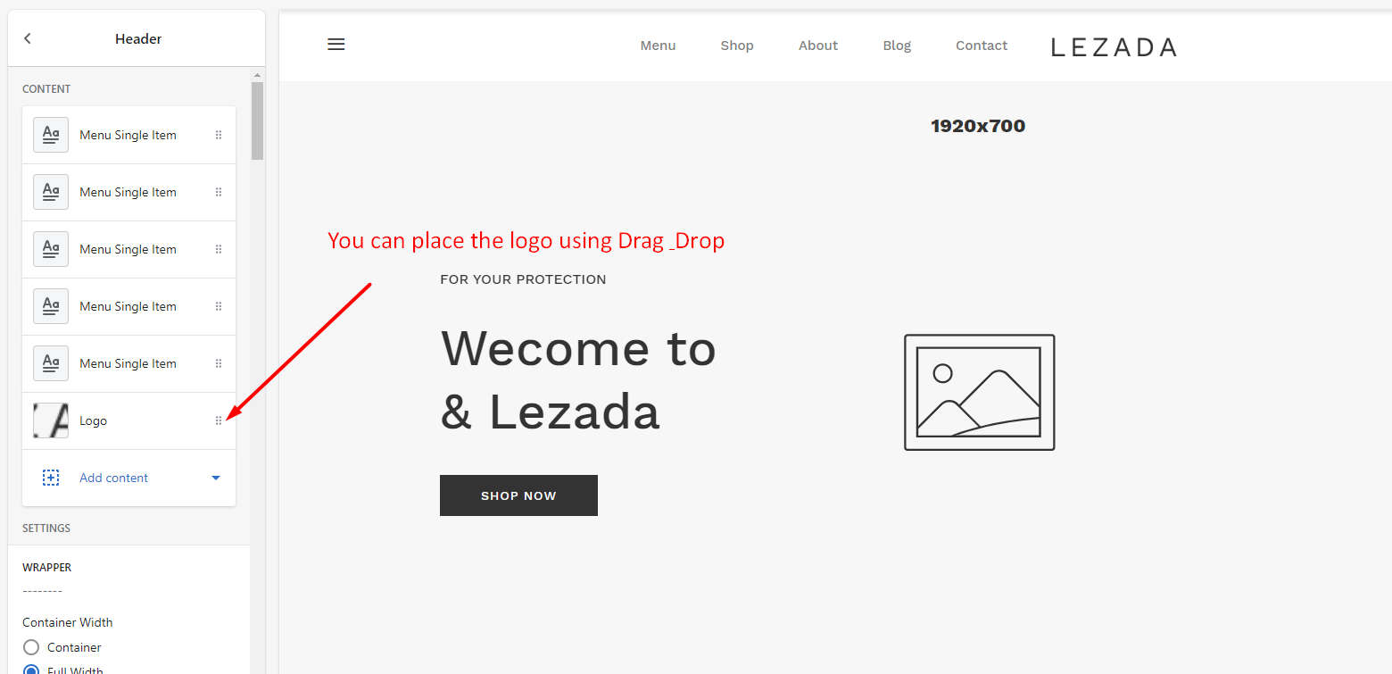 Header Settings – Lezada Shopify Theme