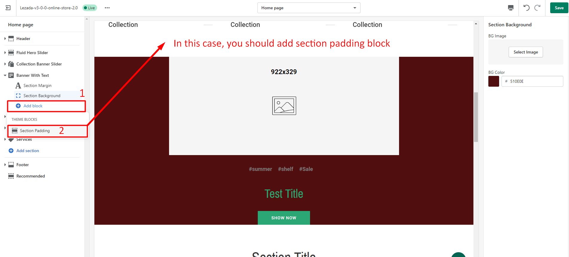 Add Section Spacing – Lezada Shopify Theme