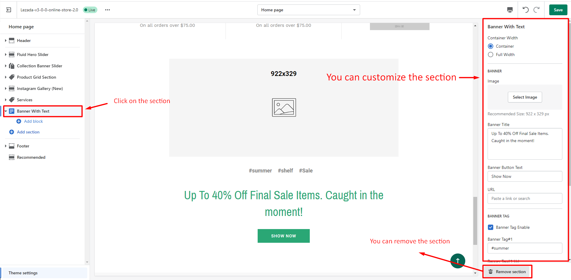 How to add a section? – Lezada Shopify Theme