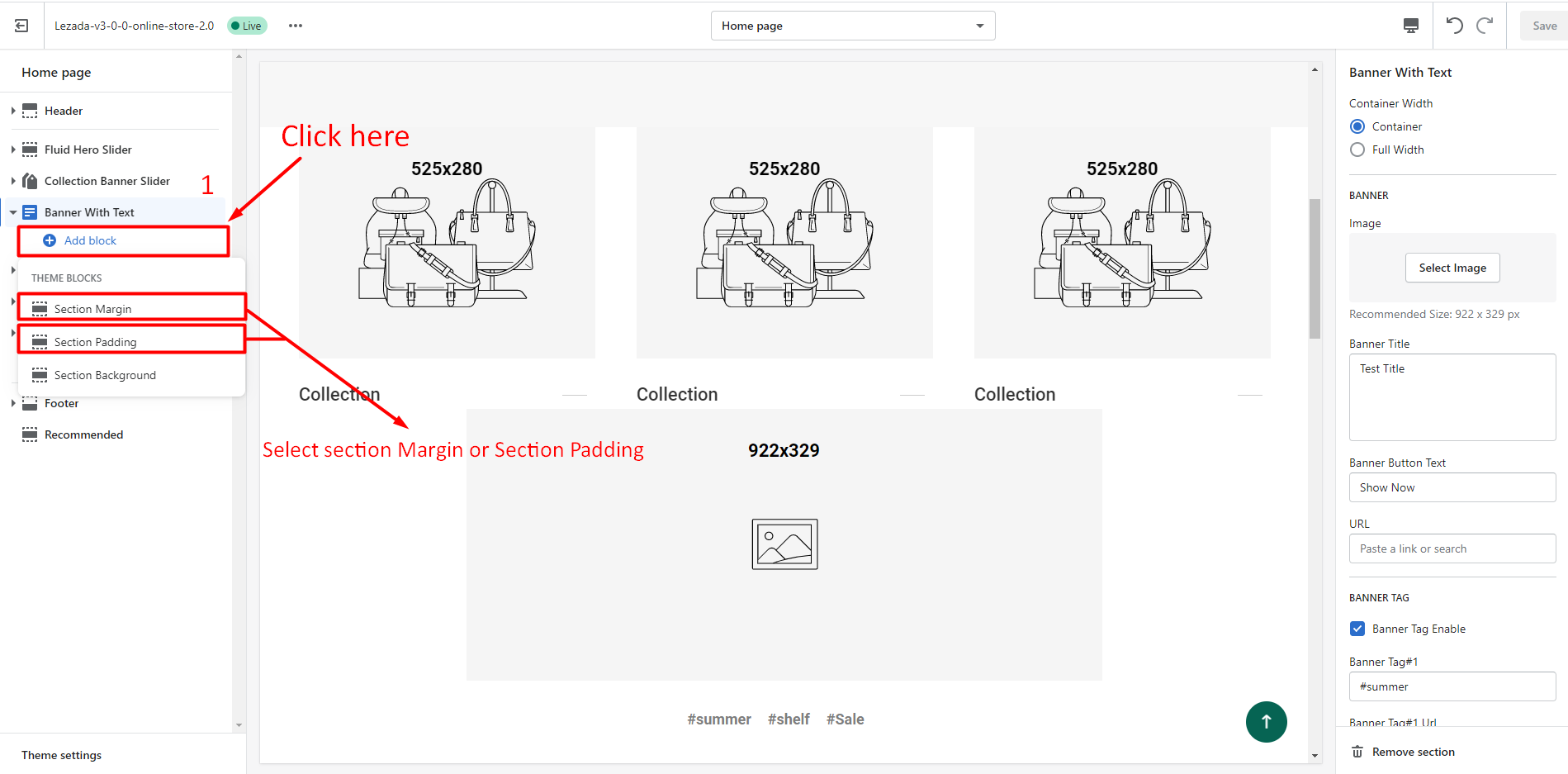 Add Section Spacing – Lezada Shopify Theme