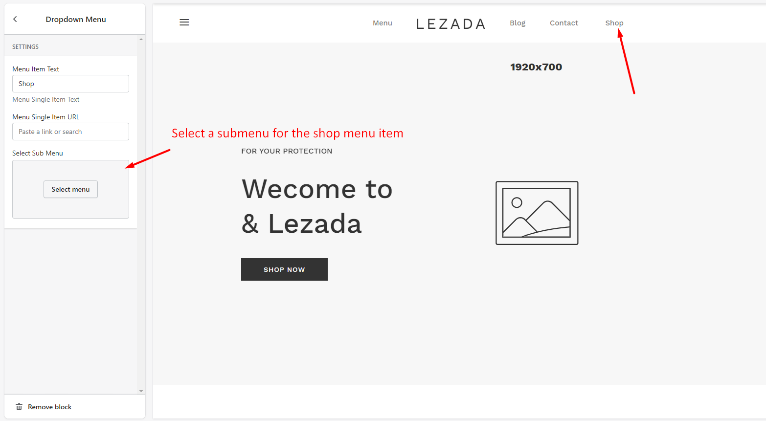 Submenu with centered logo header – Lezada Shopify Theme