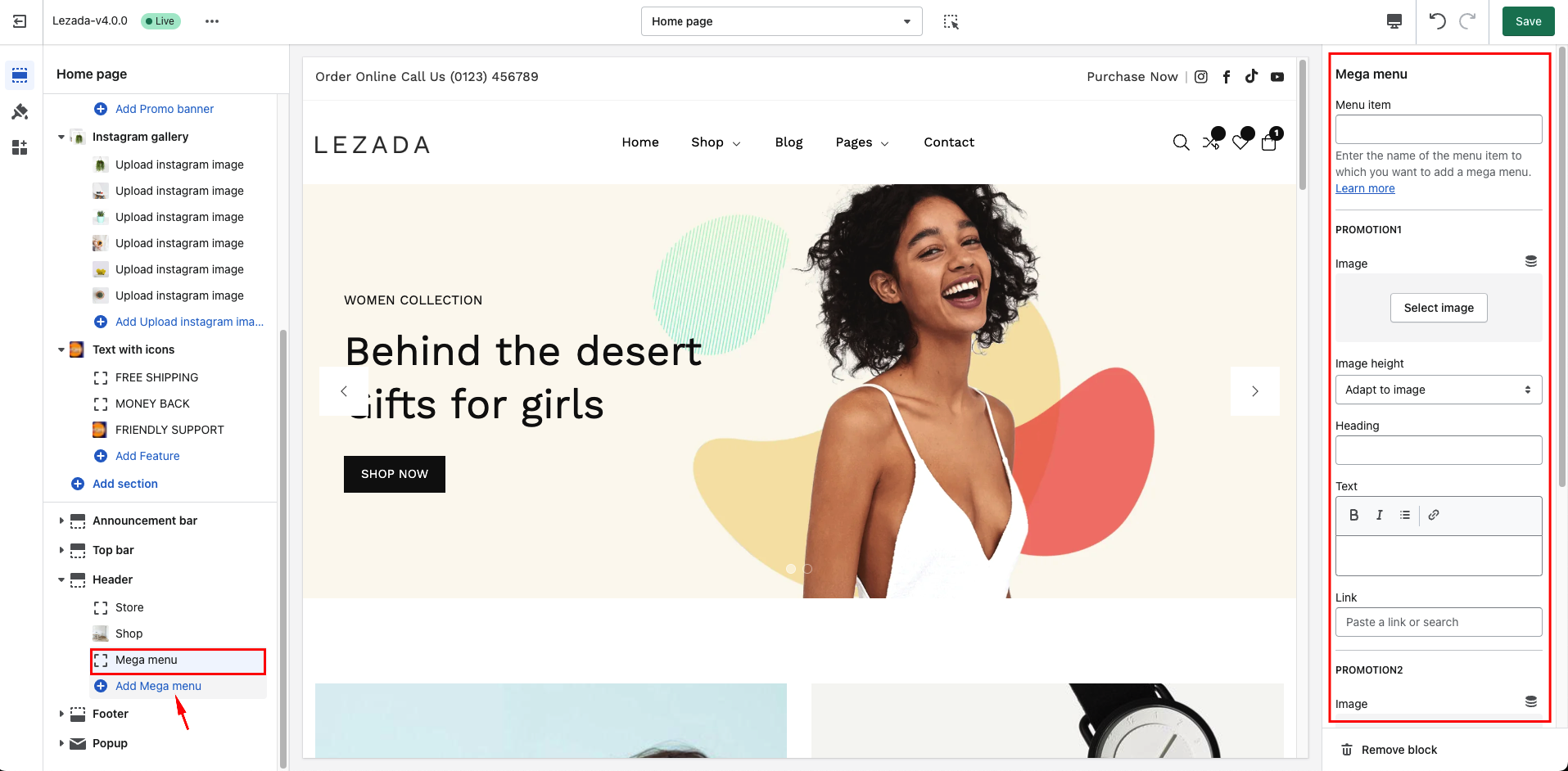 How to create a mega menu – Lezada Shopify Theme