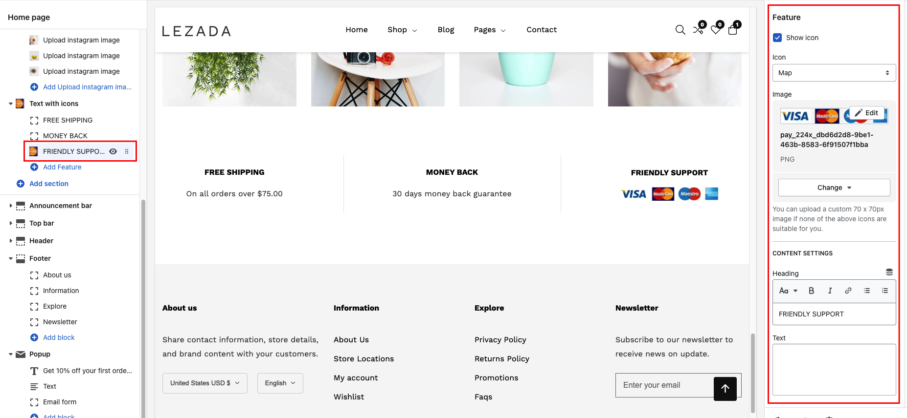 Text with icons – Lezada Shopify Theme